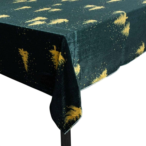 Juledug • Grøn velour dug med træer • Pakke á 3 meter